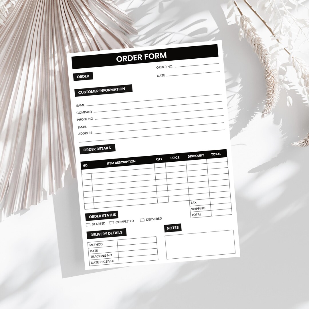 Order Form Simple Editable Template Neutral Custom Purchase Form ...