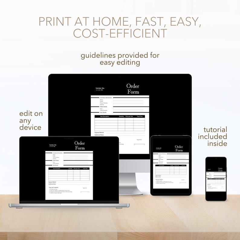 Order Form Simple Editable Template Modern Custom Purchase Form Classic ...
