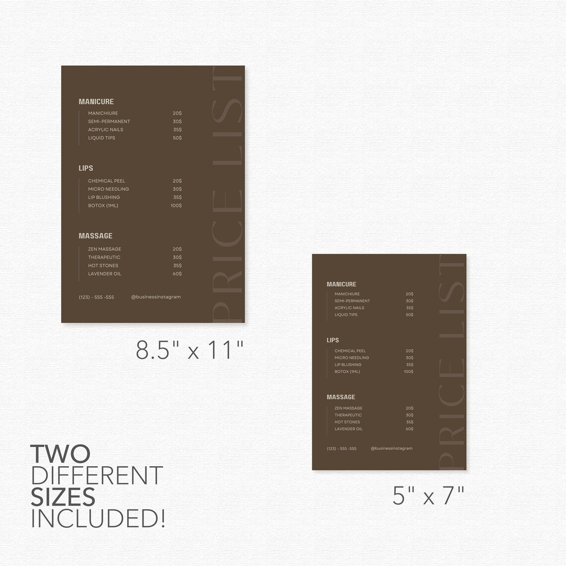 Editable Price List Template Boho Price List for Small Business Payment ...