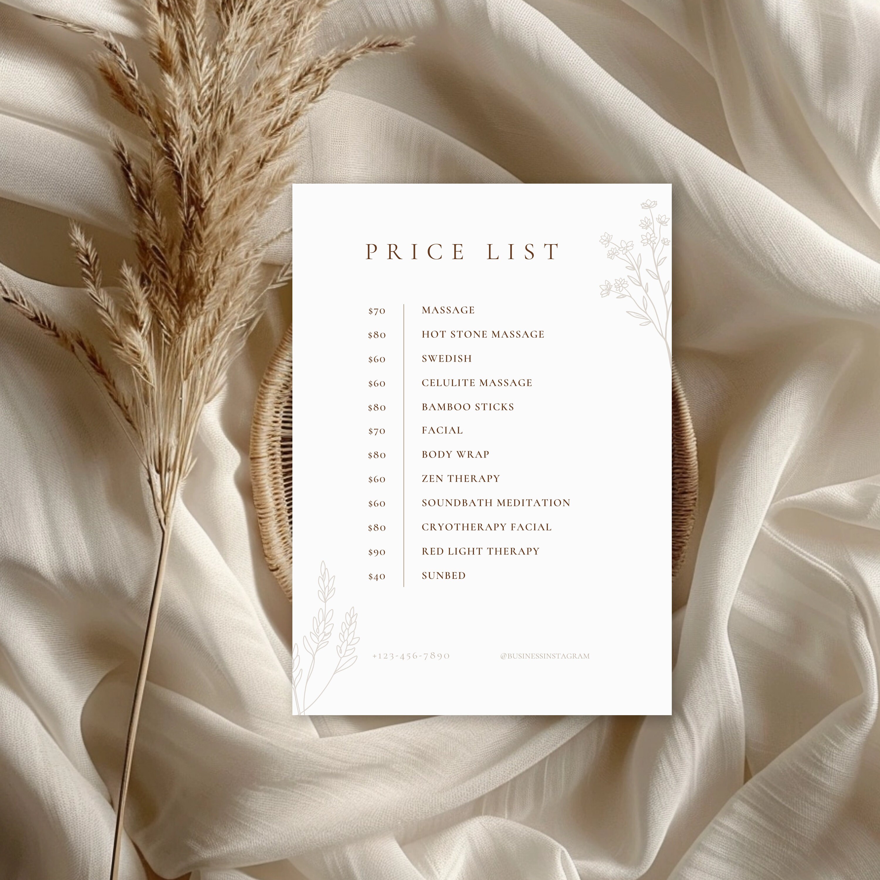 Price List Template Modern Editable for Small Business Payment Sign ...