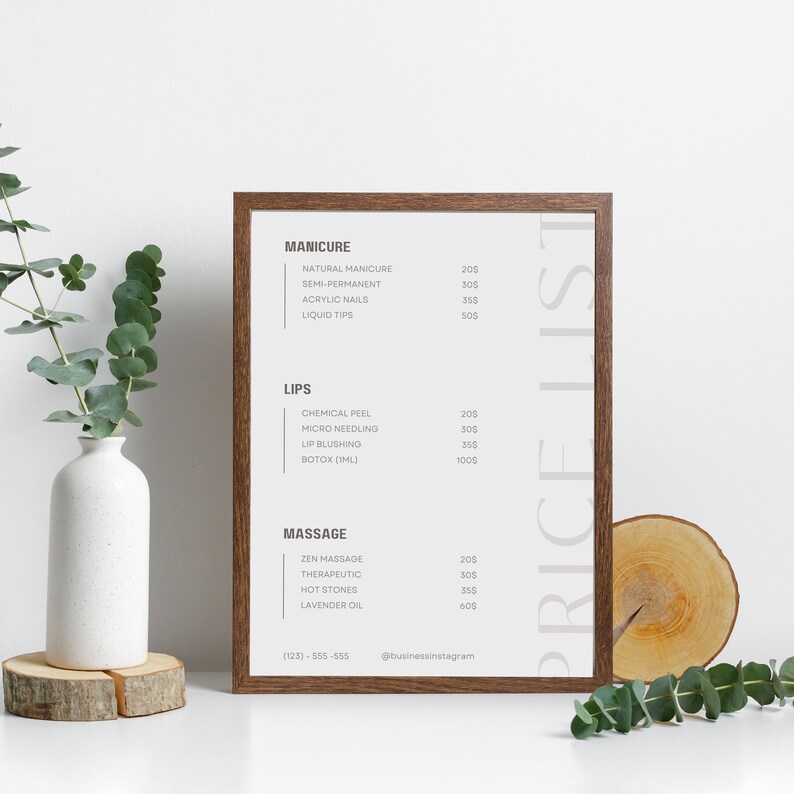 Price List Template Minimal Price List for Small Business Editable ...