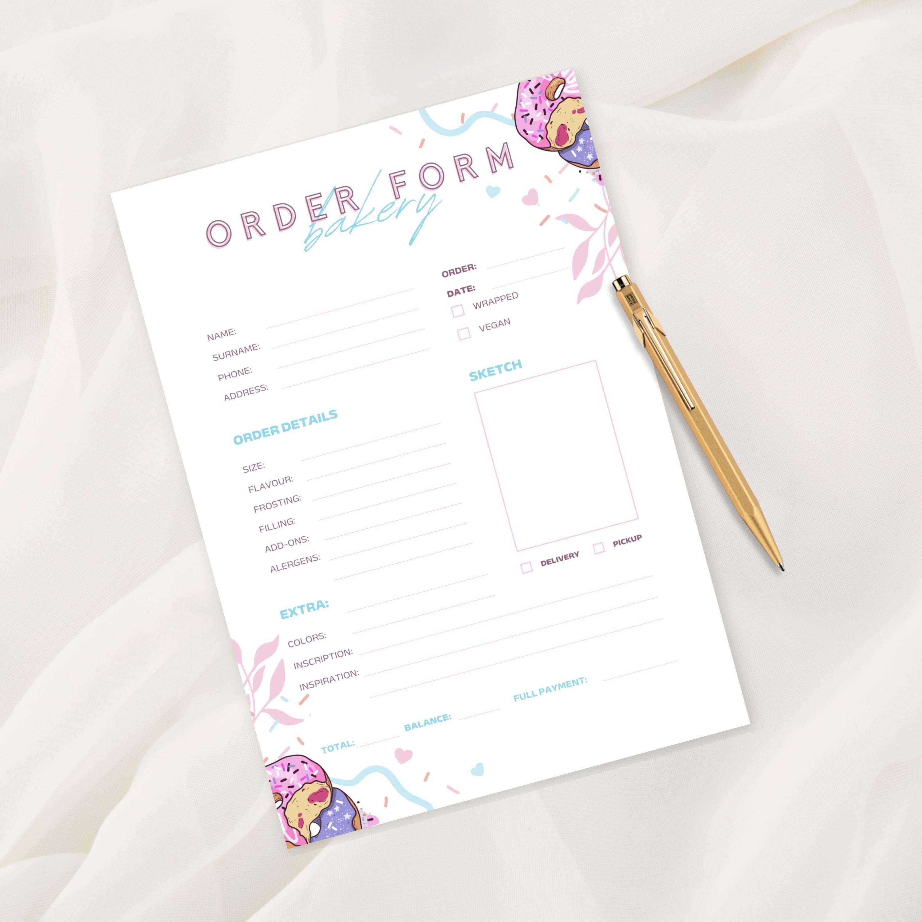 Editable Ordering Form Template for Small Businesses Custom Minimalist Bakery Order Form for ...
