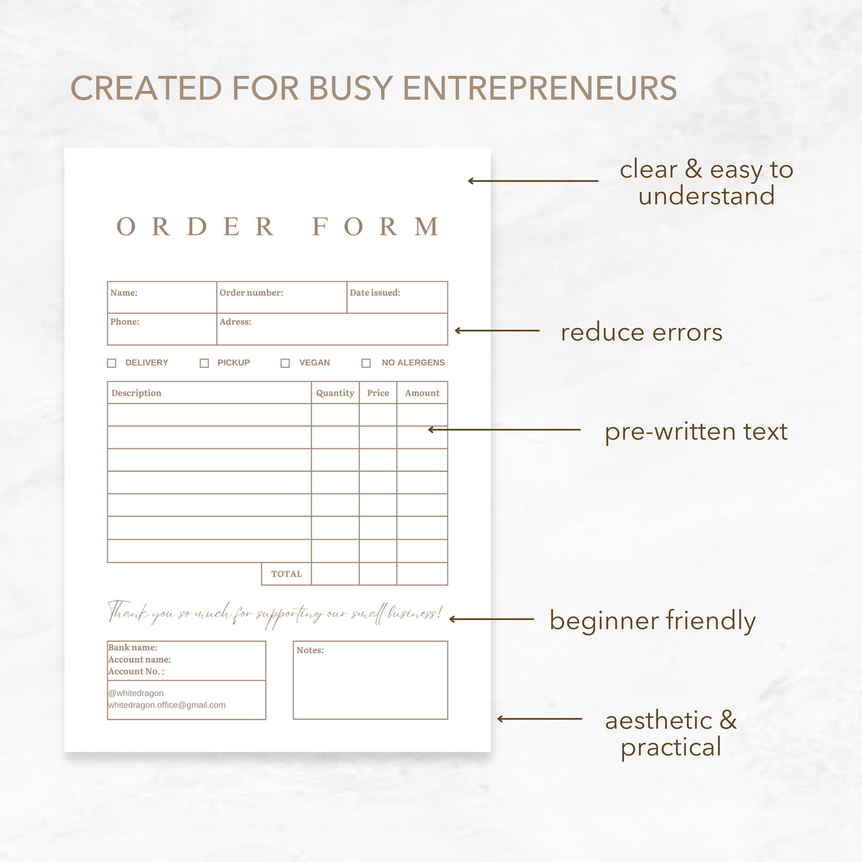 Editable Ordering Form Template for Small Businesses Custom Canva Order ...