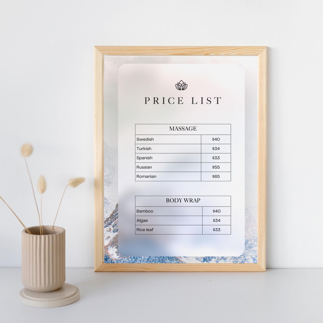 Price List Template for Small Businesses Digital Download Pricing Guide ...