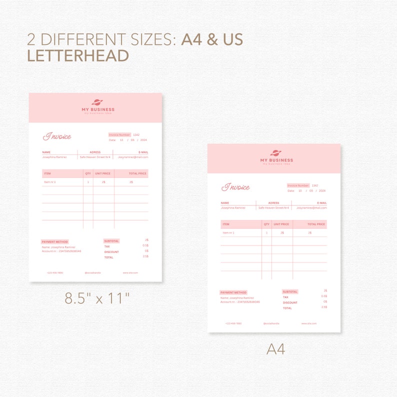 Invoice Template for Small Business Minimal Client Invoice Digital ...