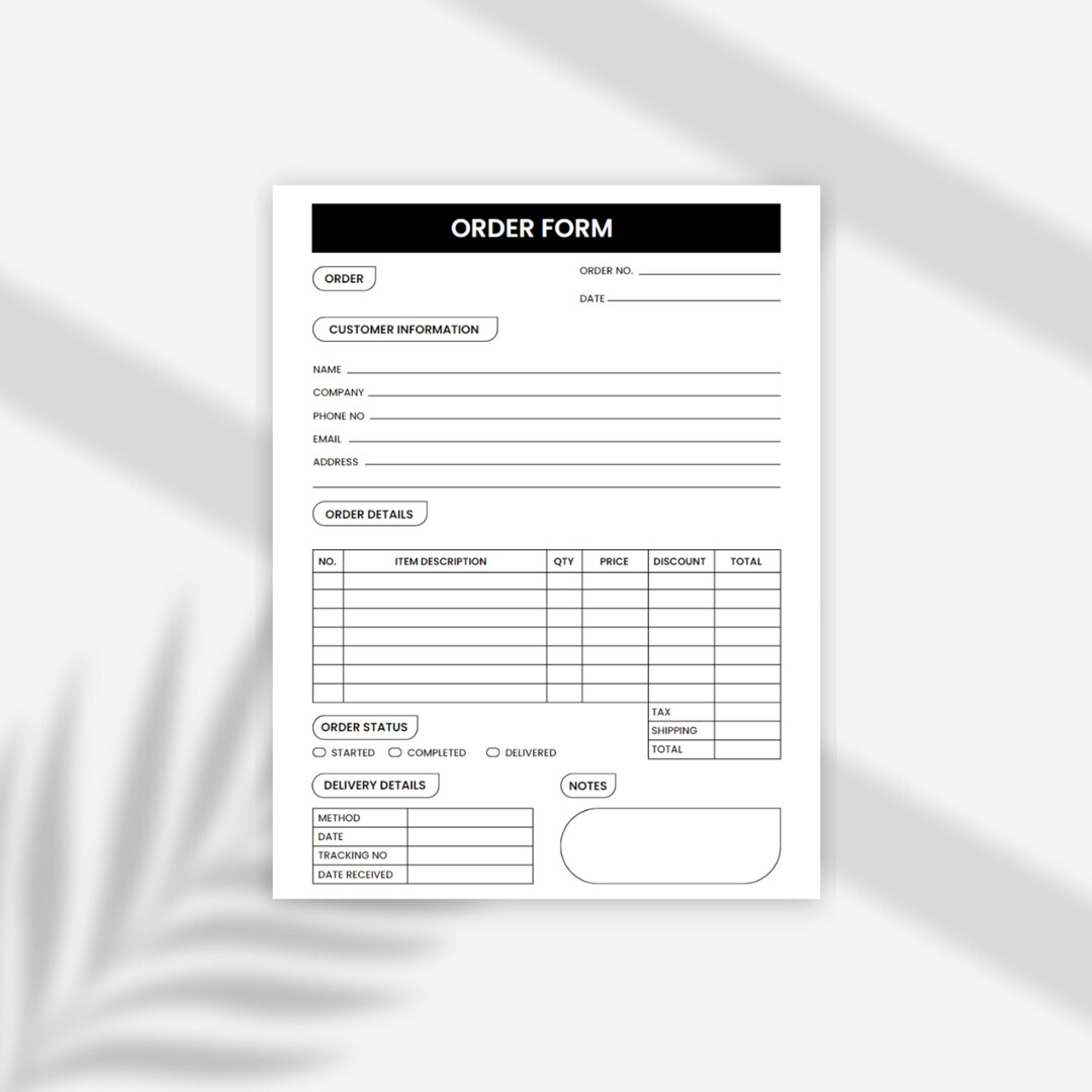 Order Form Template Simple Purchase Form for Small Business Neutral ...