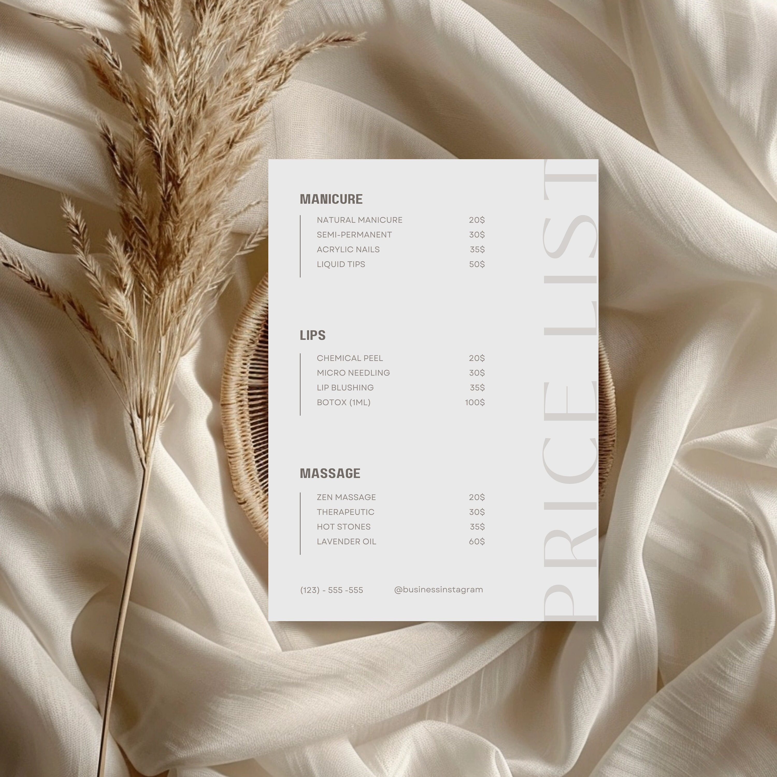 Price List Template Minimal Price List for Small Business Editable ...