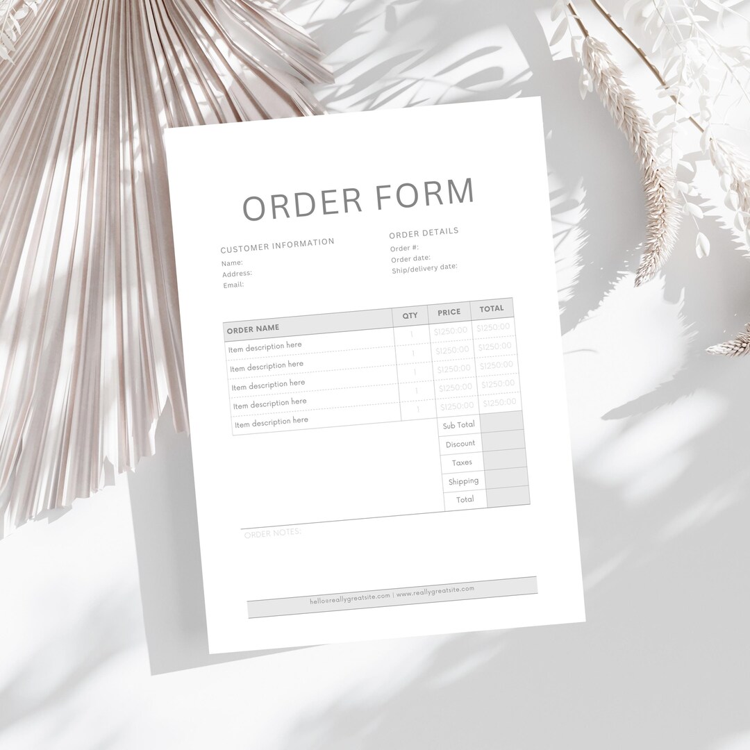 Order Form Template Simple Purchase Form for Small Business Beige ...