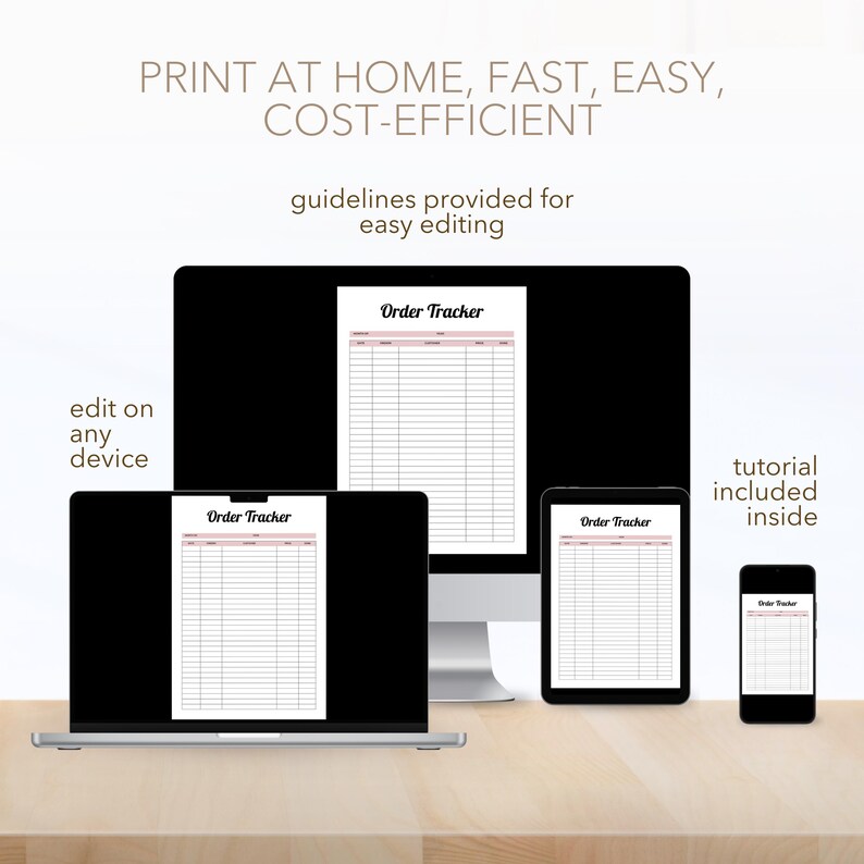 Order Tracker Simple Editable Template Neutral Custom Purchase Form ...