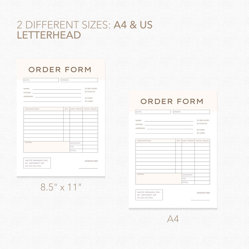 Order Form Template Simple Purchase Form for Small Business Neutral ...