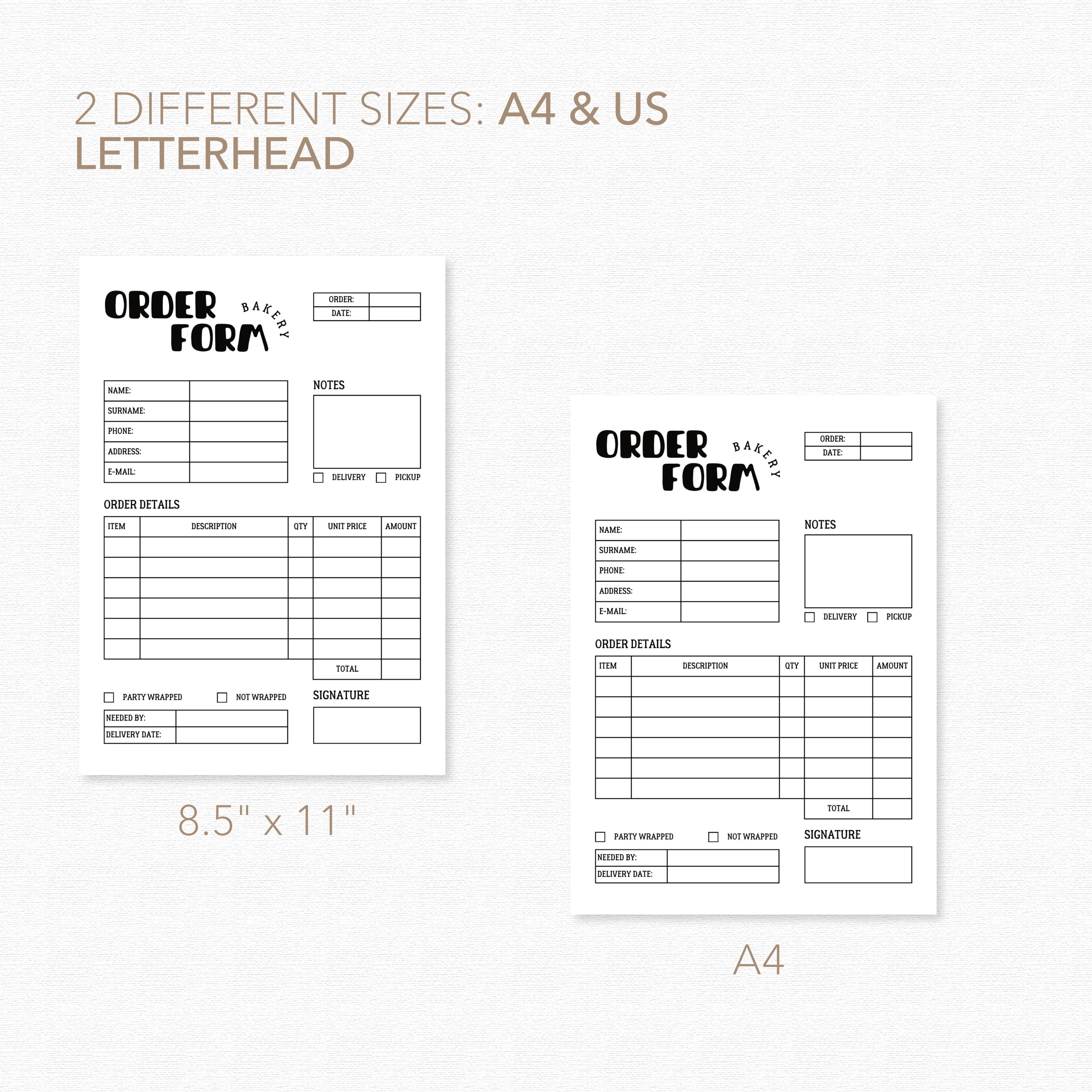 Editable Order Form Template for Small Businesses Custom Cake Order ...