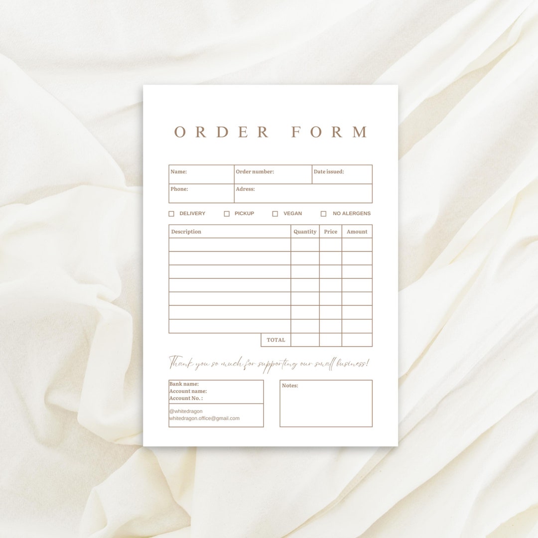 Editable Ordering Form Template for Small Businesses Custom Canva Order ...