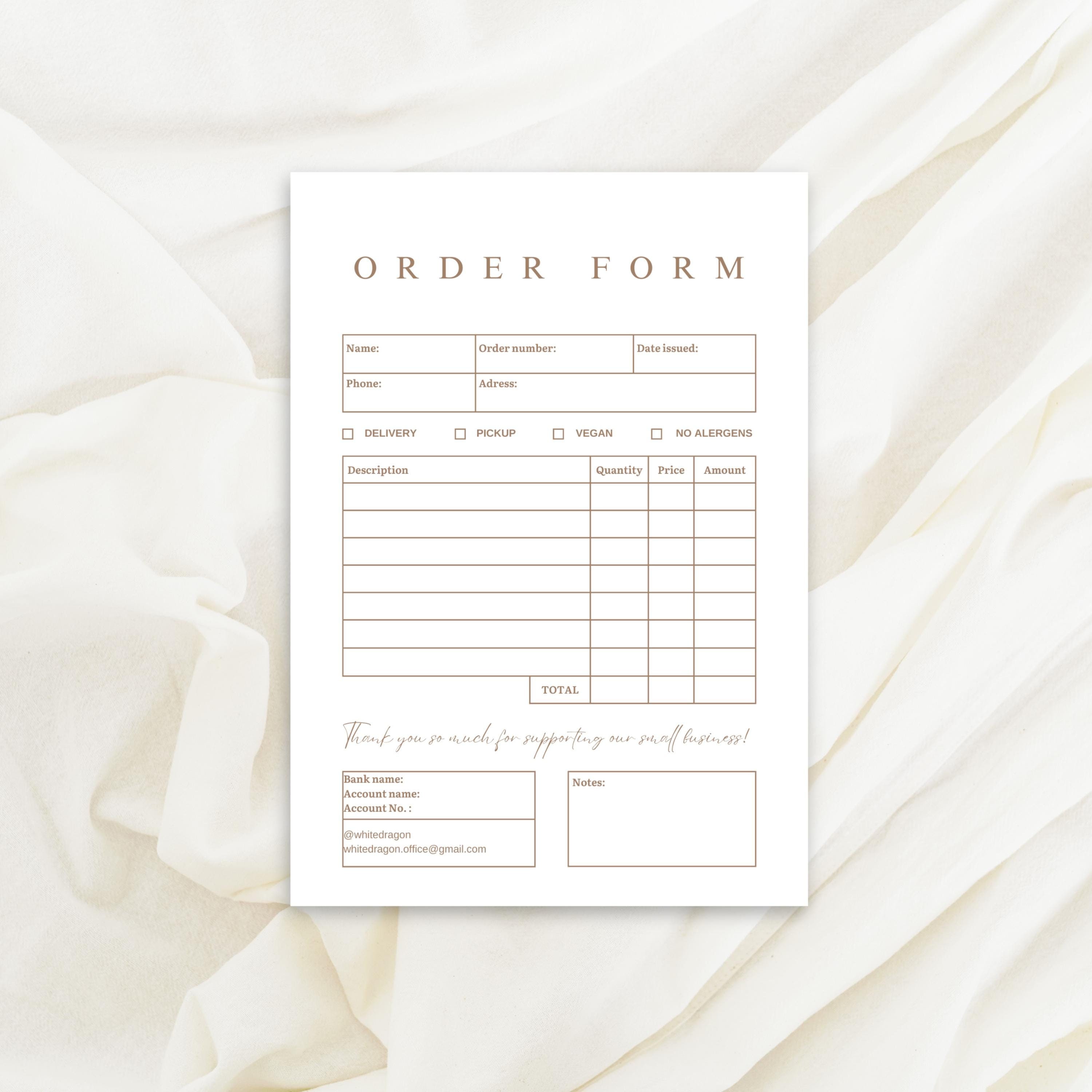Editable Ordering Form Template for Small Businesses Custom Canva Order Form for Etsy Sellers ...