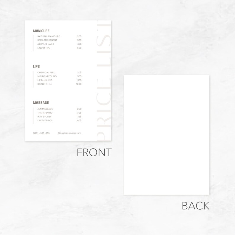 Price List Template Minimal Price List for Small Business Editable ...