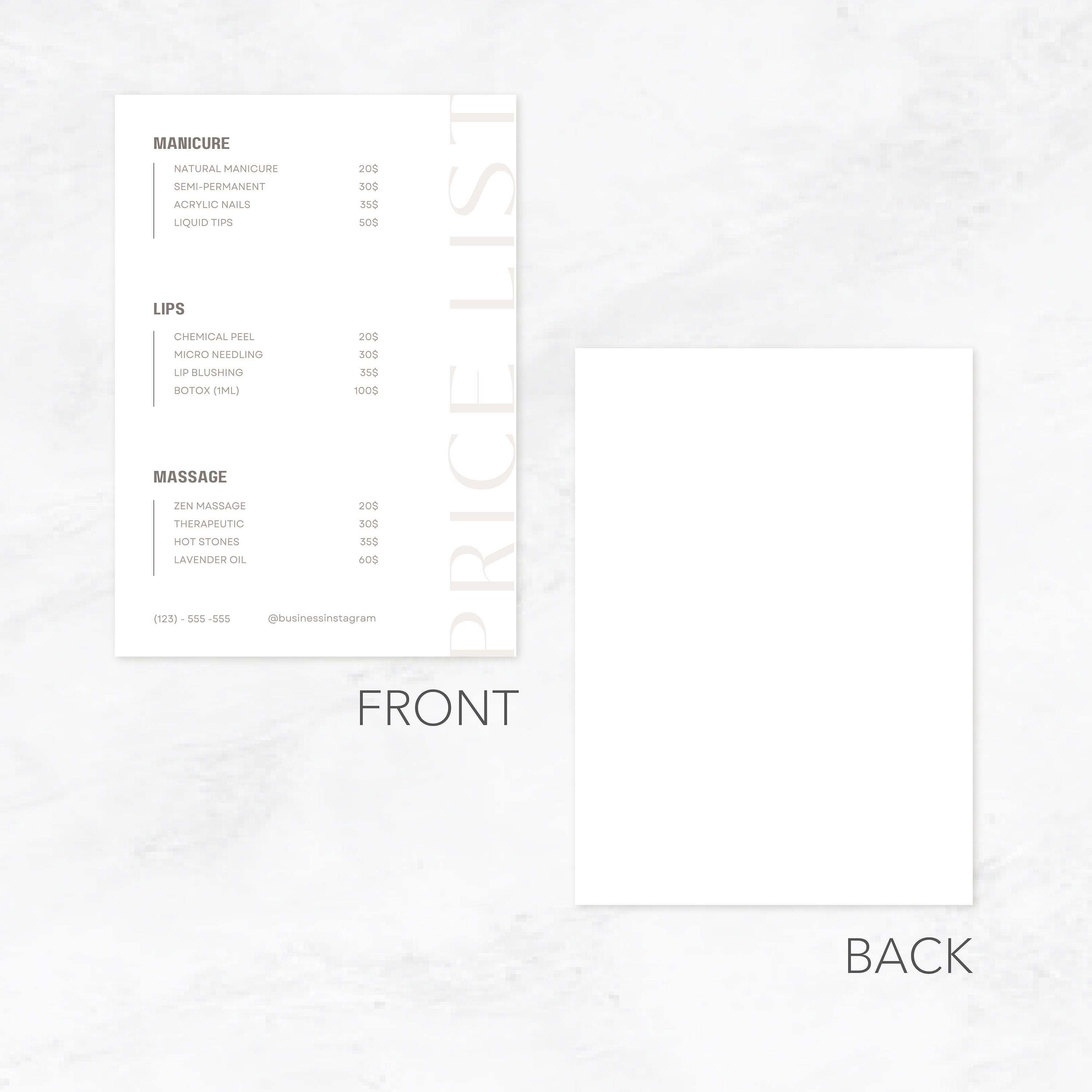 Price List Template Minimal Price List for Small Business Editable ...