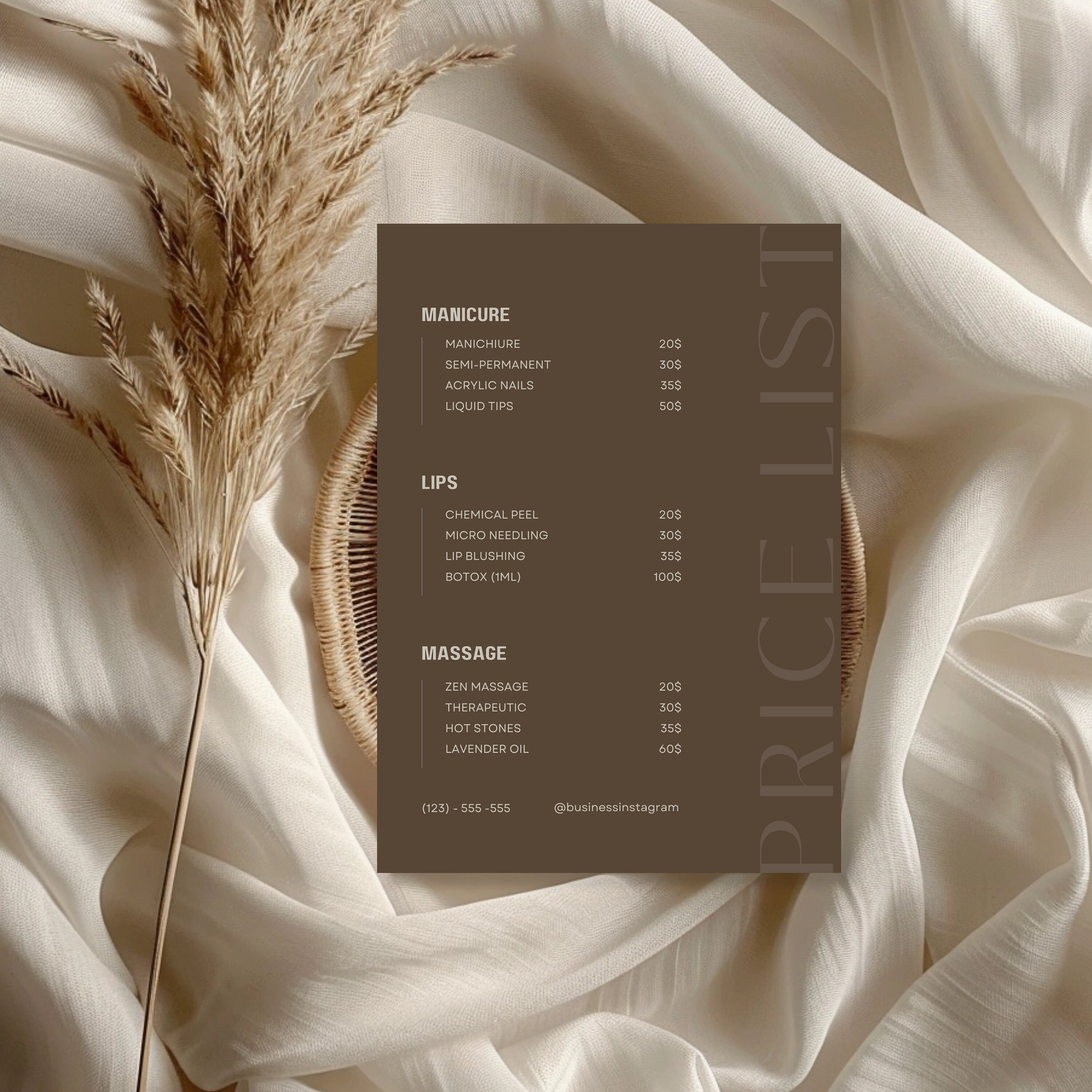 Editable Price List Template Boho Price List for Small Business Payment ...