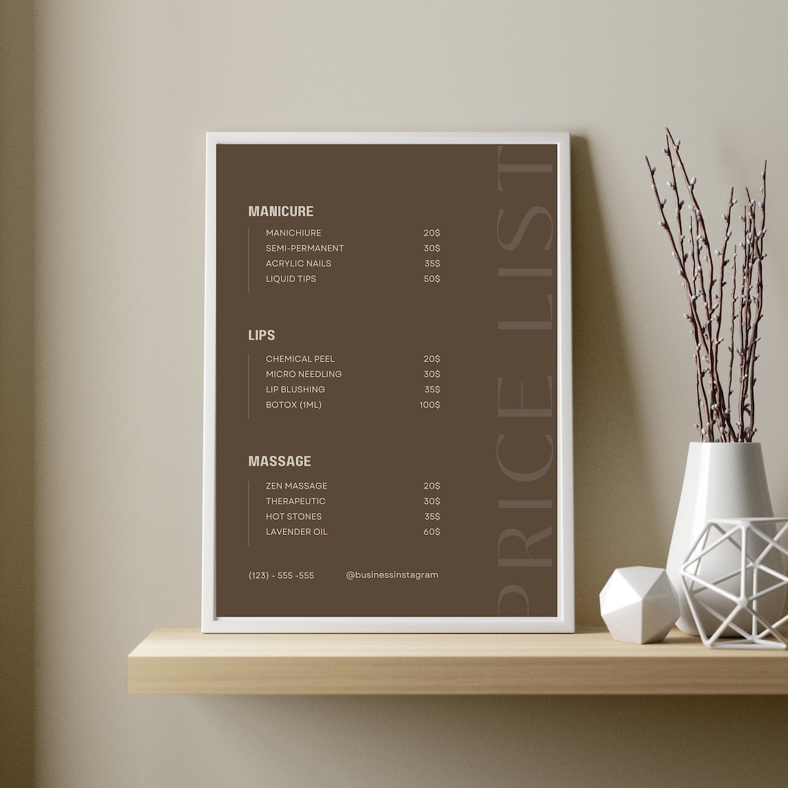 Editable Price List Template Boho Price List for Small Business Payment ...