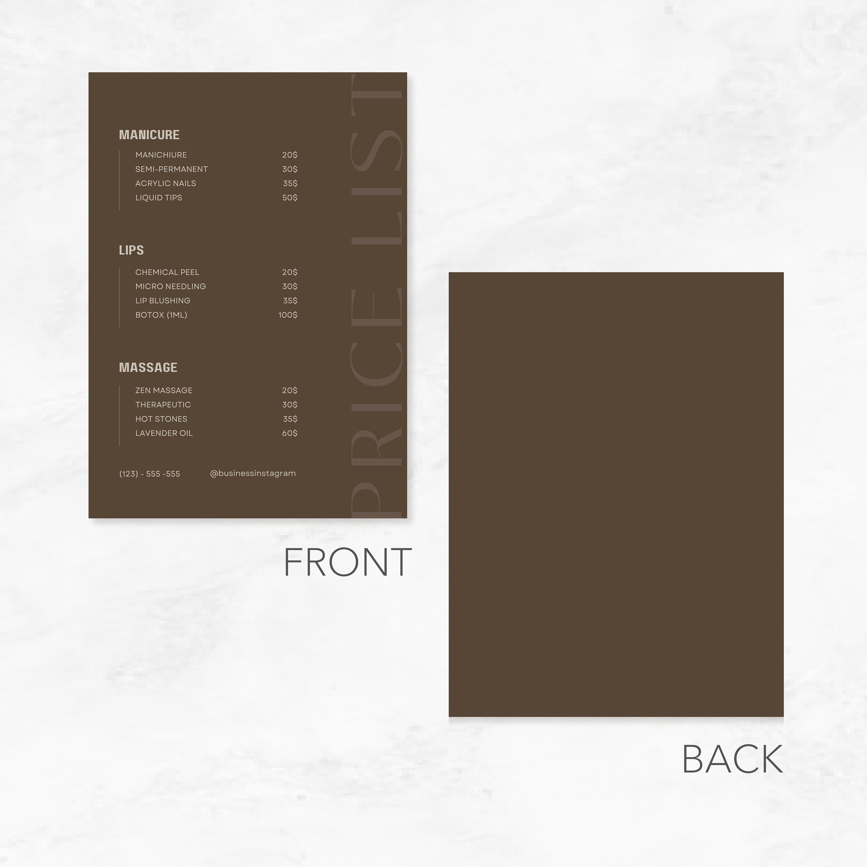 Editable Price List Template Boho Price List for Small Business Payment ...