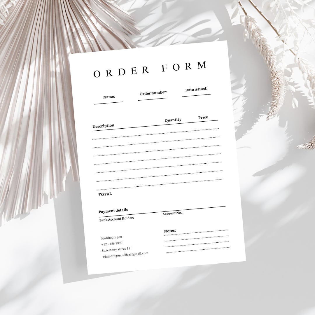 Editable Ordering Form Template for Small Businesses Custom Canva Order ...
