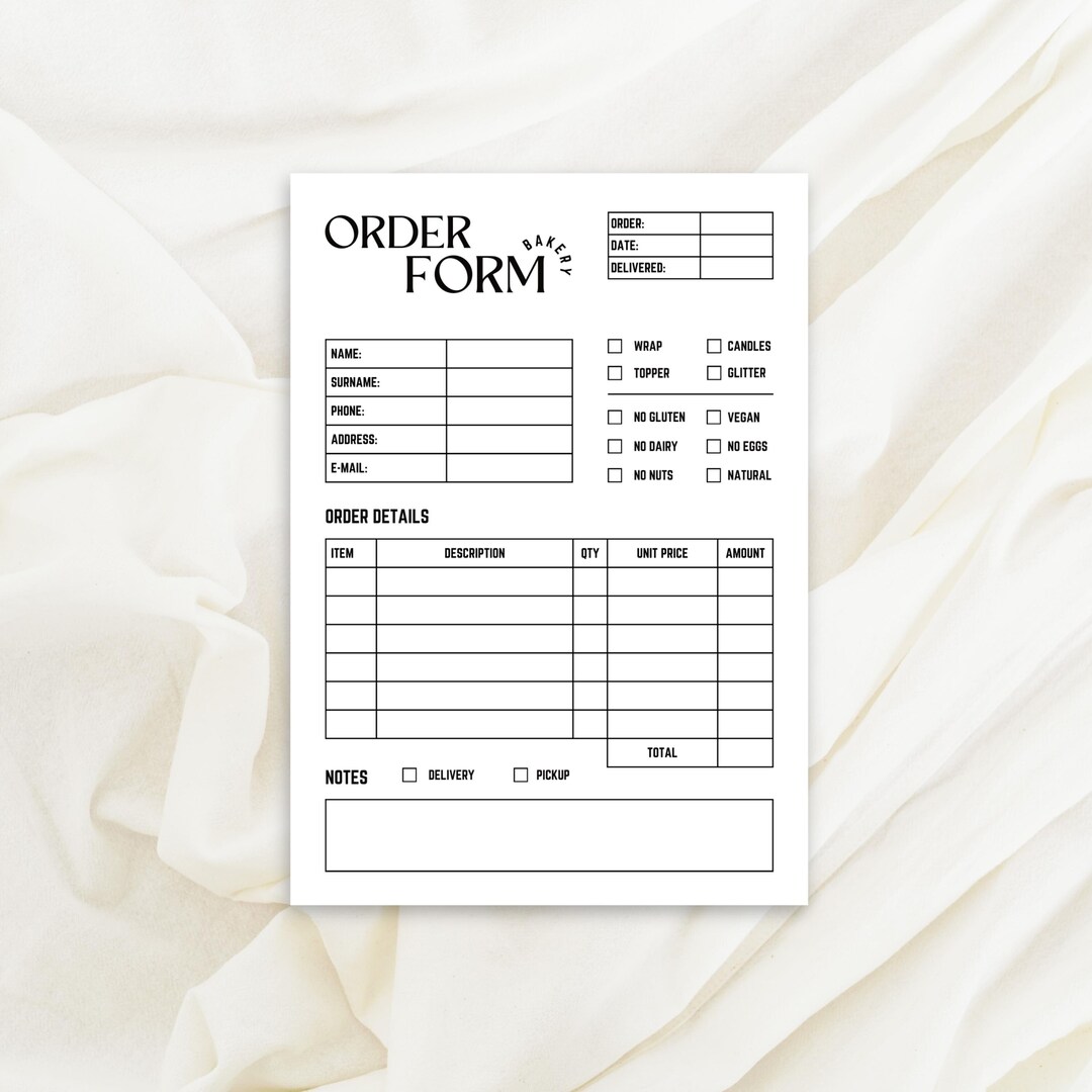 Editable Ordering Form Template for Small Businesses Custom Minimalist ...