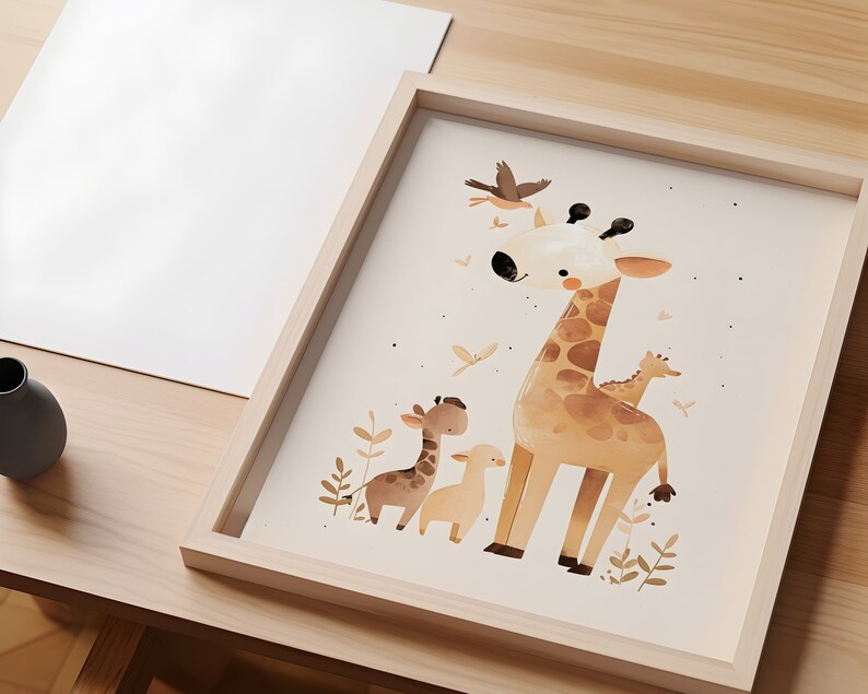 Giraffe Nursery Wall Art Printable, Animal Baby Poster, Cute Giraffe ...