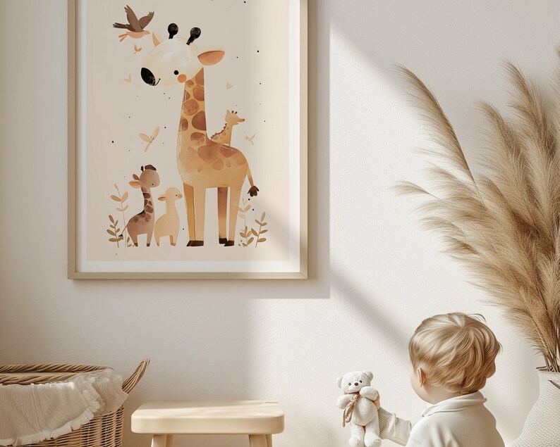 Giraffe Nursery Wall Art Printable, Animal Baby Poster, Cute Giraffe ...
