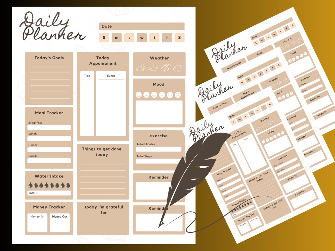 Neutral Personal Daily Routine Planner - Digital Printable - Etsy