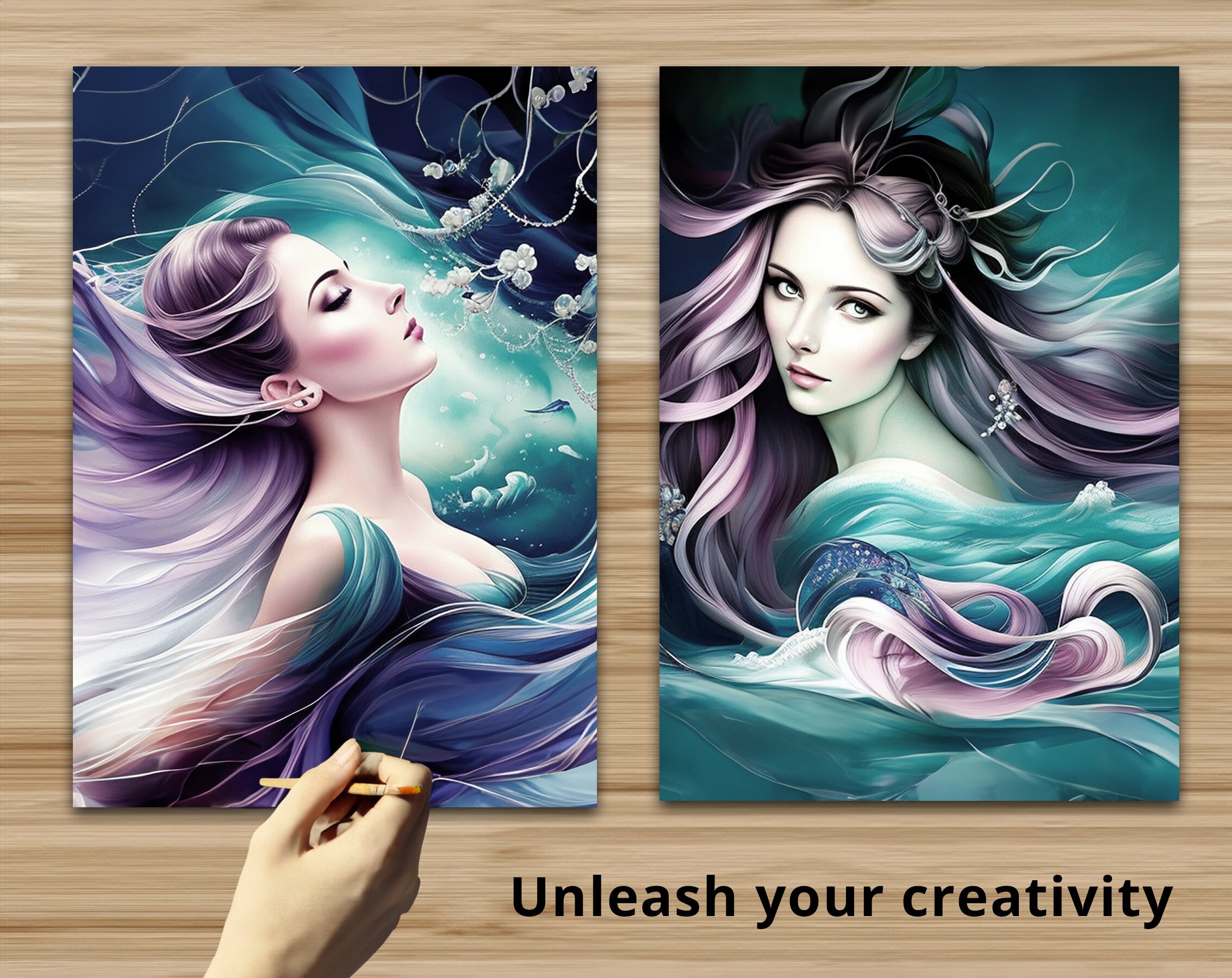 Colouring Book, Comic Girls With Ocean Hair, Printable PDF, Adults Kids ...