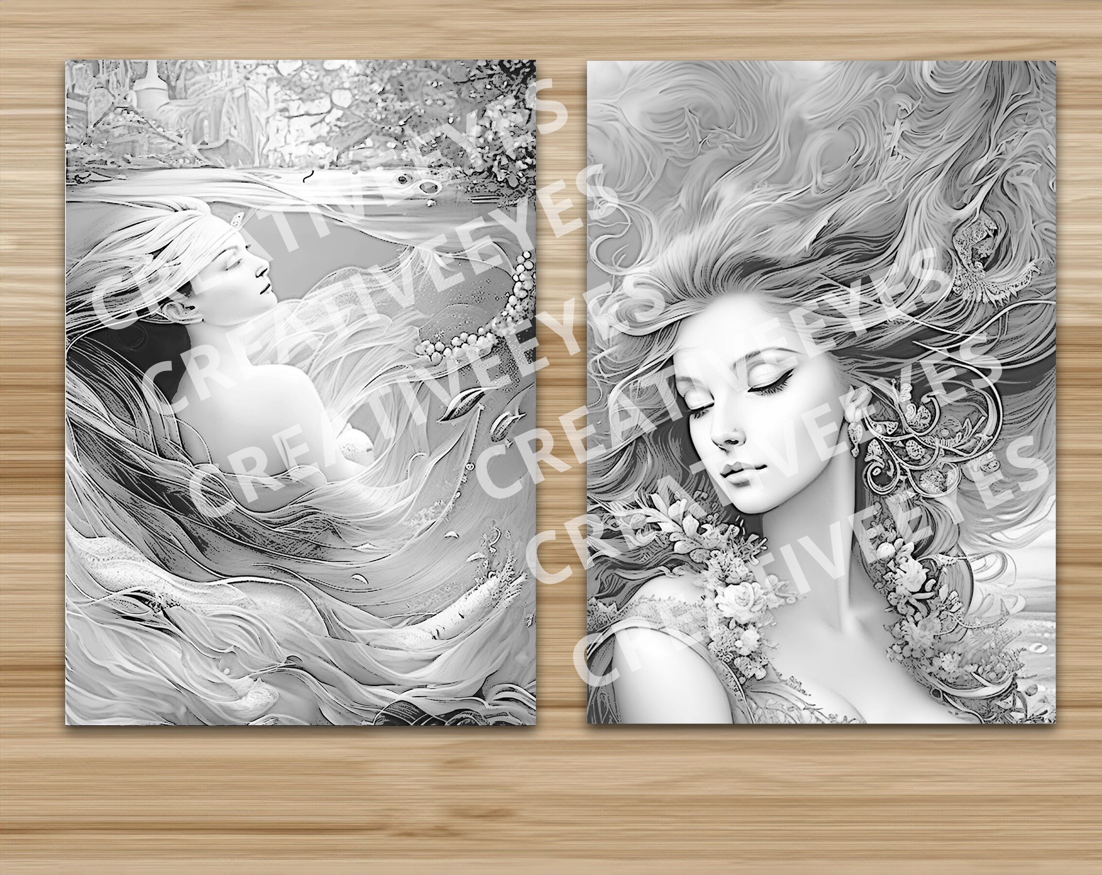 Colouring Book, Comic Girls With Ocean Hair, Printable PDF, Adults Kids ...