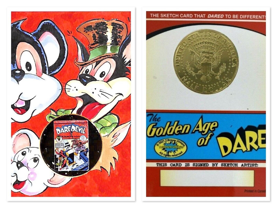 The Golden Age of Dare Daredevil Sketch Card & Gold 24K Coin Tim ...