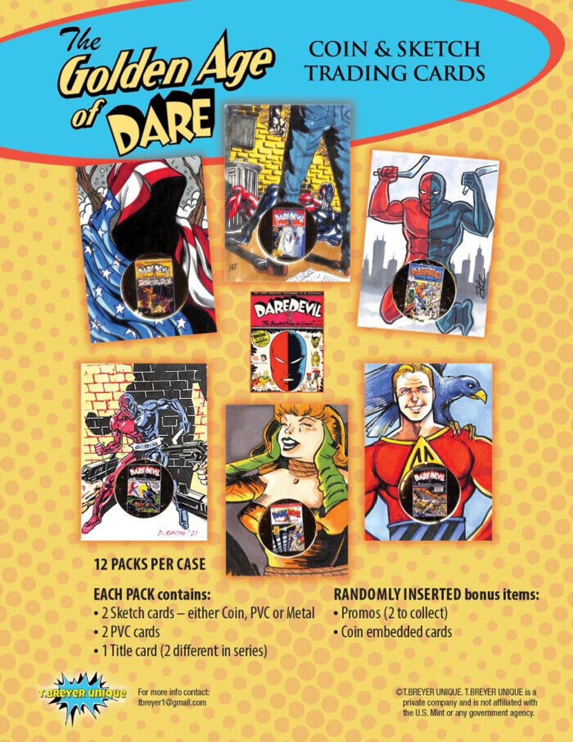 The Golden Age of Dare Daredevil Sketch Card & Gold 24K Coin Tim ...