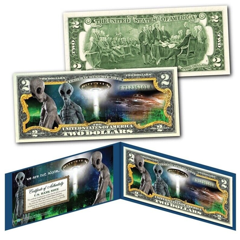 Monsters , Aliens and Witches 2 Dollar Bill W/holder Great Gift Limited ...