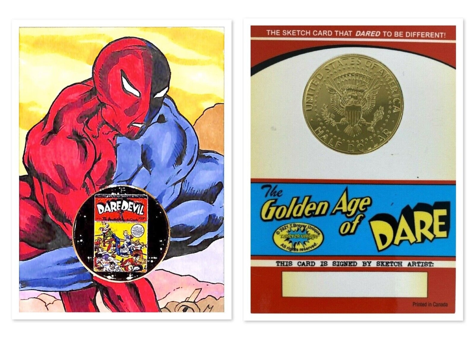 The Golden Age of Dare Daredevil Sketch Card & Gold 24K Coin Tim ...
