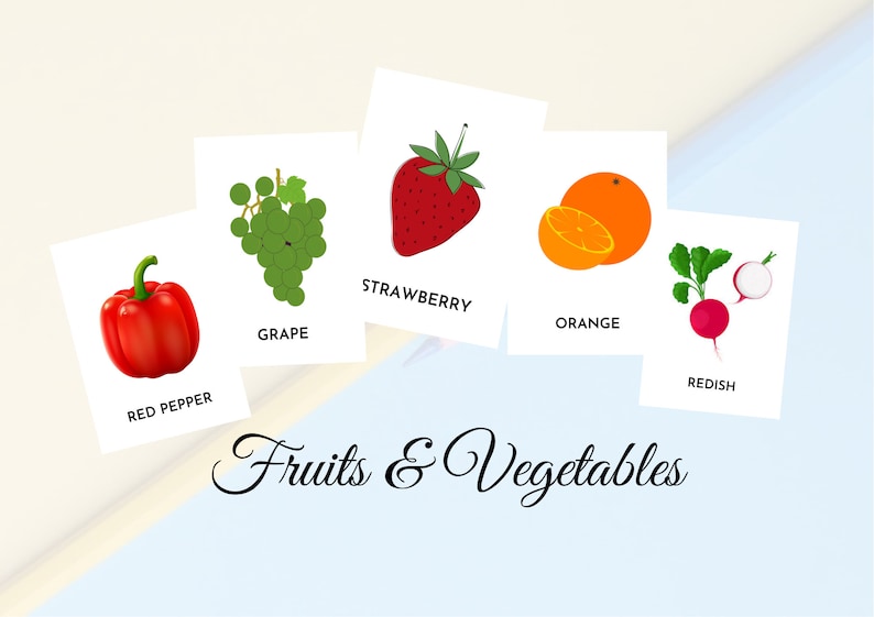 Tarjetas didácticas de frutas y verduras para niños, tarjetas ...