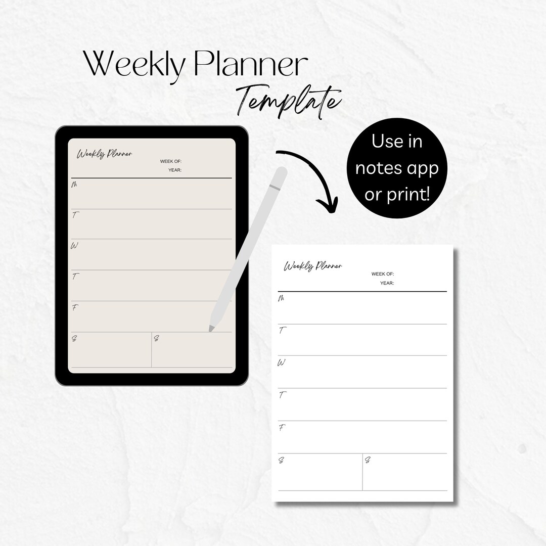 Minimalist Printable Neutral Weekly Schedule Template, Digital Planner ...