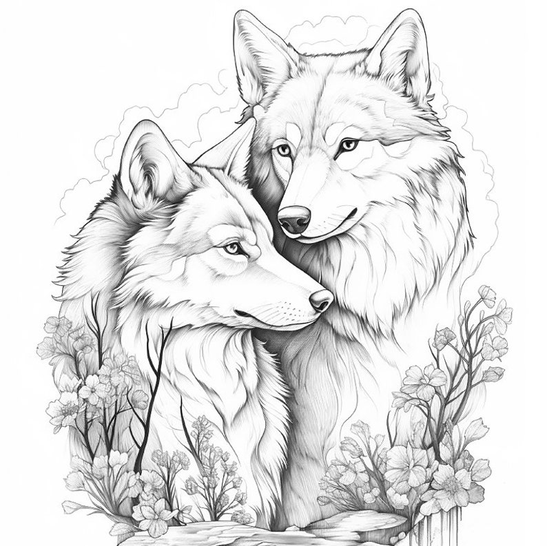 Coloring Book for Adults: Animals Among the Flowers - PREMIUM Quality ...