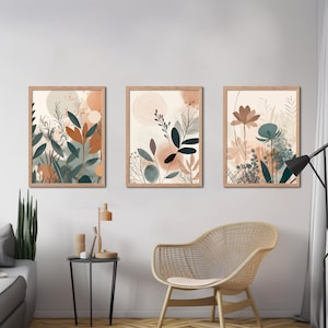 Boho Flower Wall Art, Boho Floral Poster, Neutral Simple Print ...