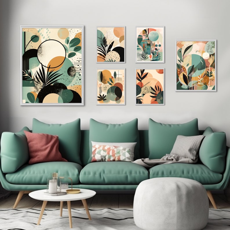 Boho Tropical Poster, Set of 6 Prints, Boho Botanical Wall Art, Neutral ...