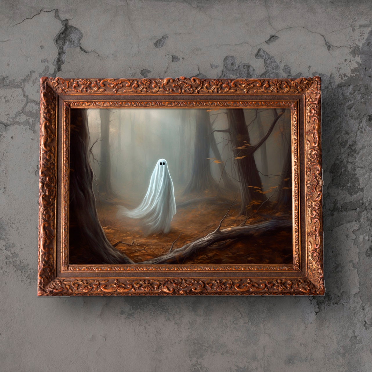 Ghost Oil Painting, Vintage Halloween Wall Art, Halloween Wall Art ...