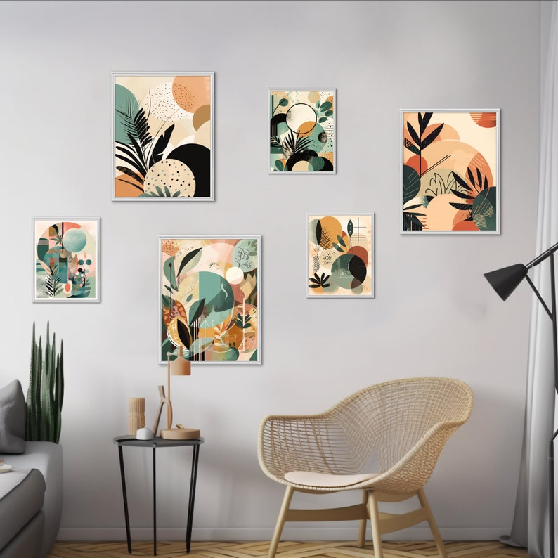 Boho Tropical Poster, Set of 6 Prints, Boho Botanical Wall Art, Neutral ...