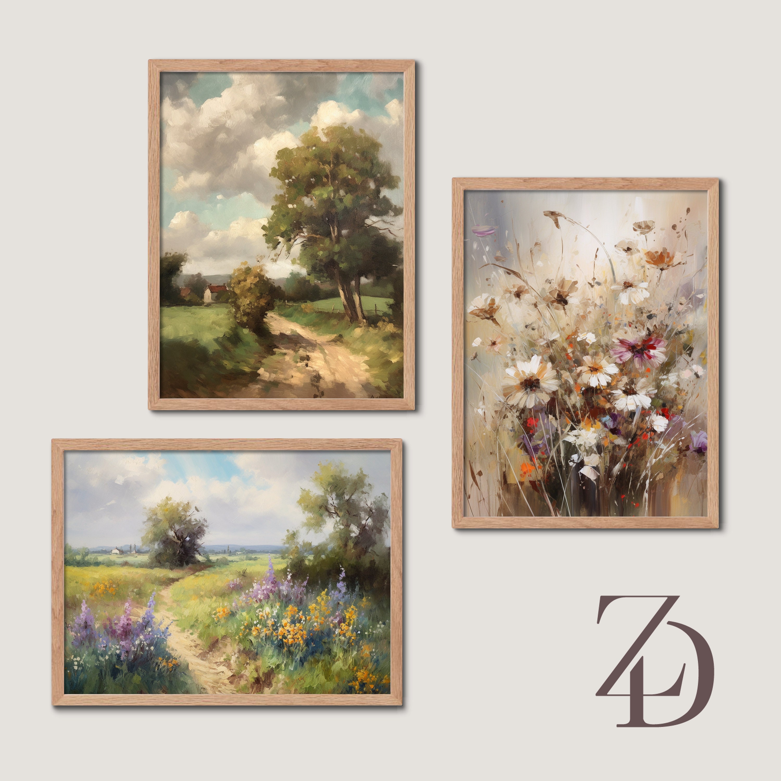 Landscape Art, Vintage Farmhouse Art, Set of 9 French Country Prints ...