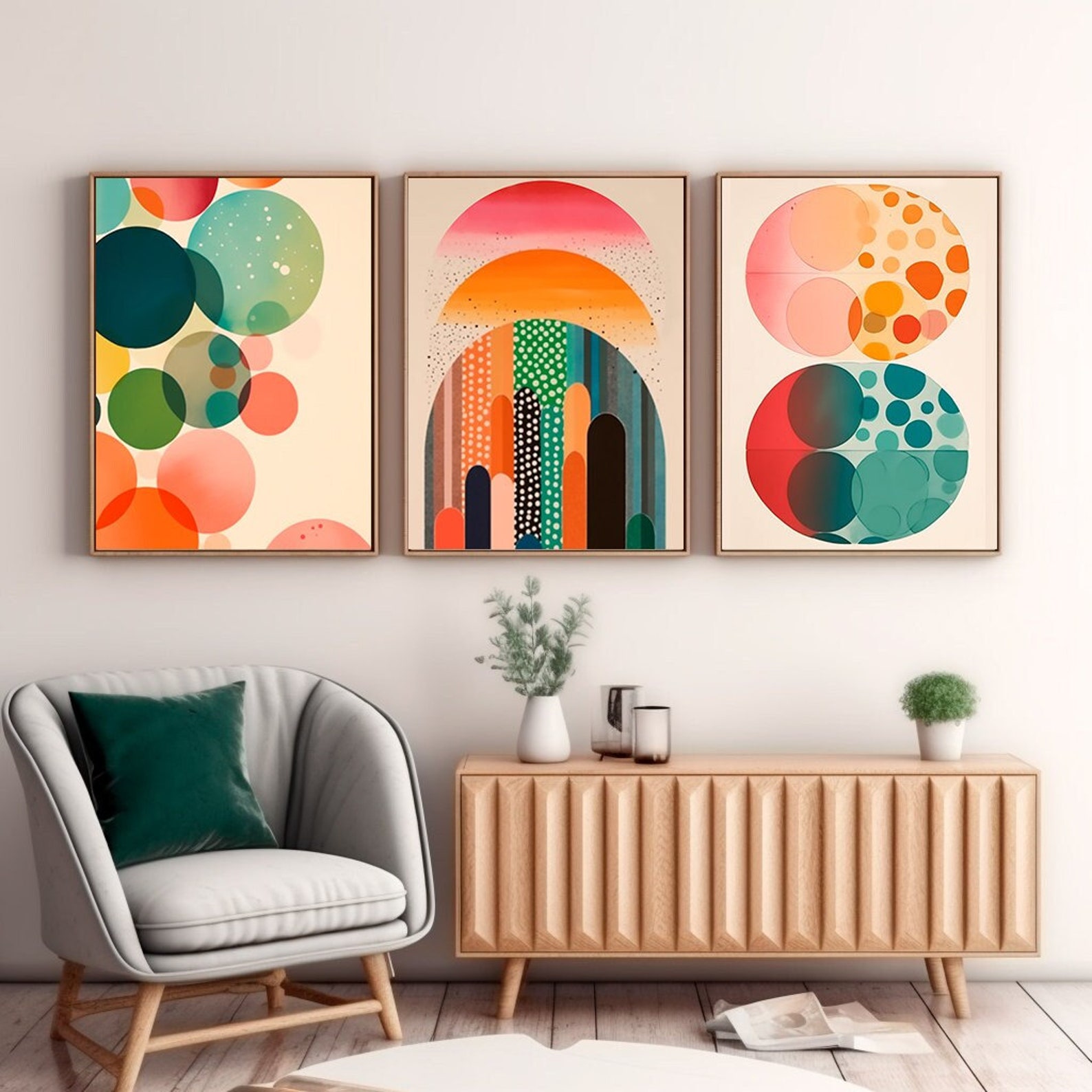 Dots and Rainbow Wall Art, Printable Wall Art, Mid Century, Modern ...