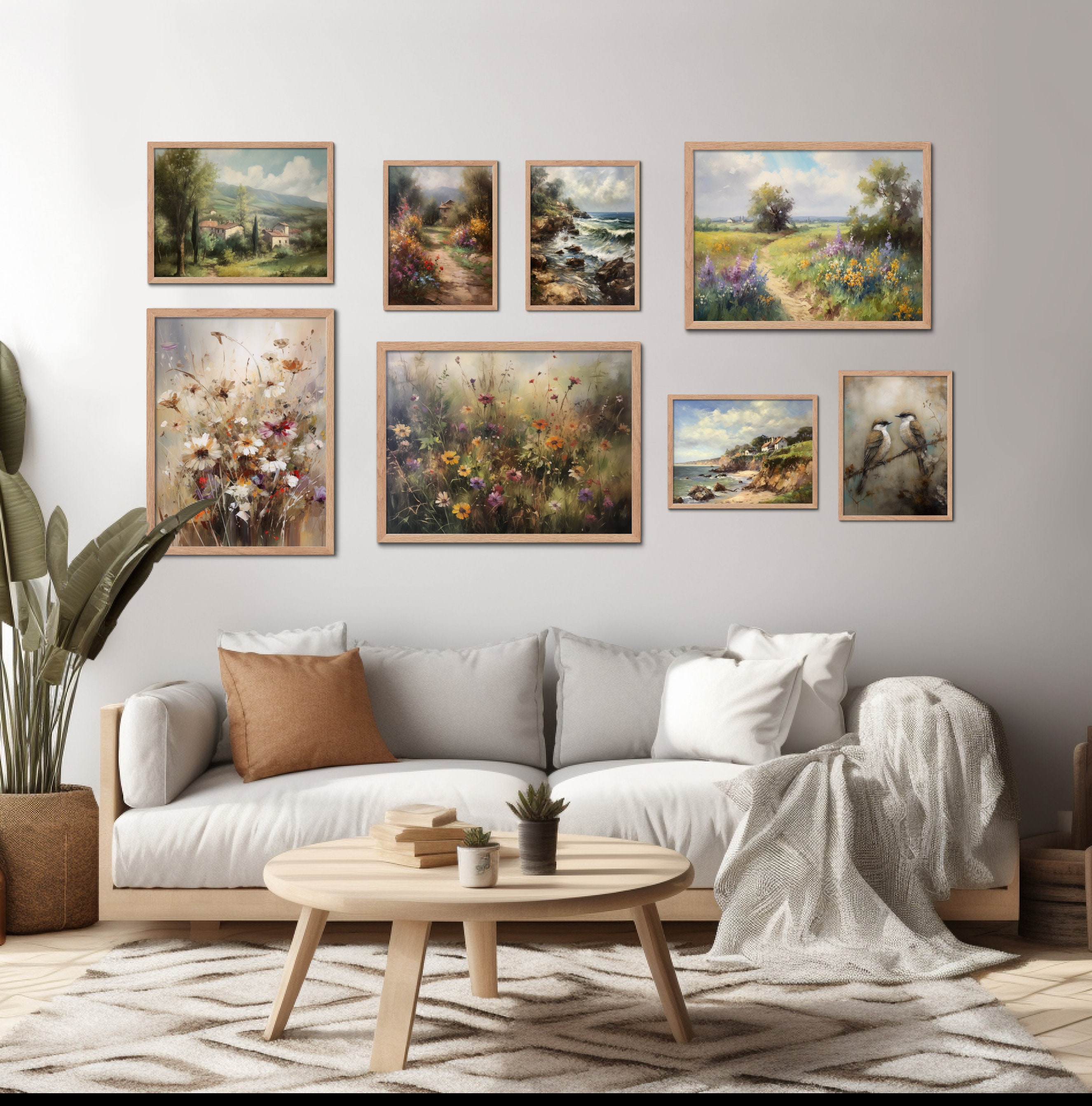 Landscape Art, Vintage Farmhouse Art, Set of 9 French Country Prints ...