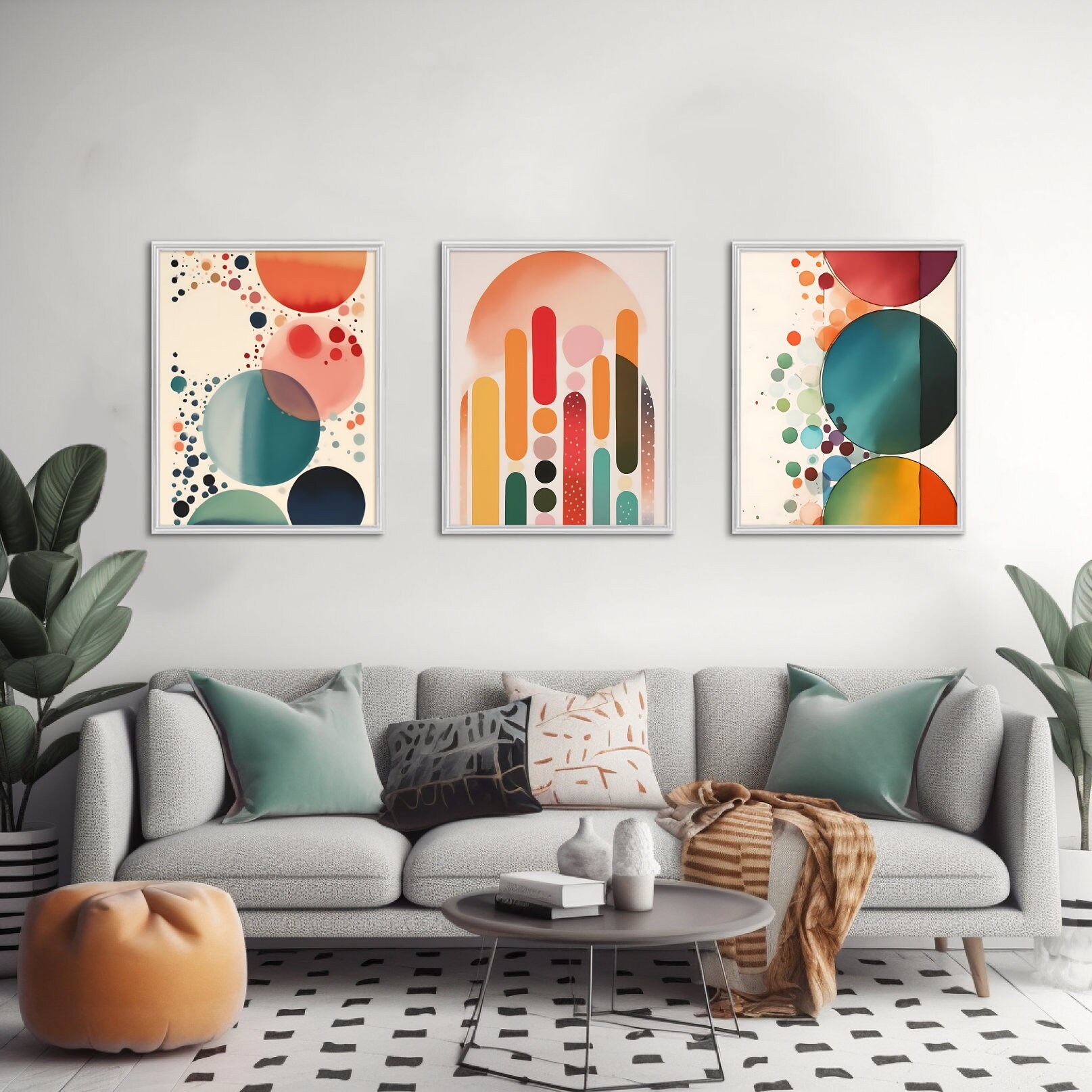 Dots and Rainbow, Watercolor Wall Art, Colorful Abstract Painting ...