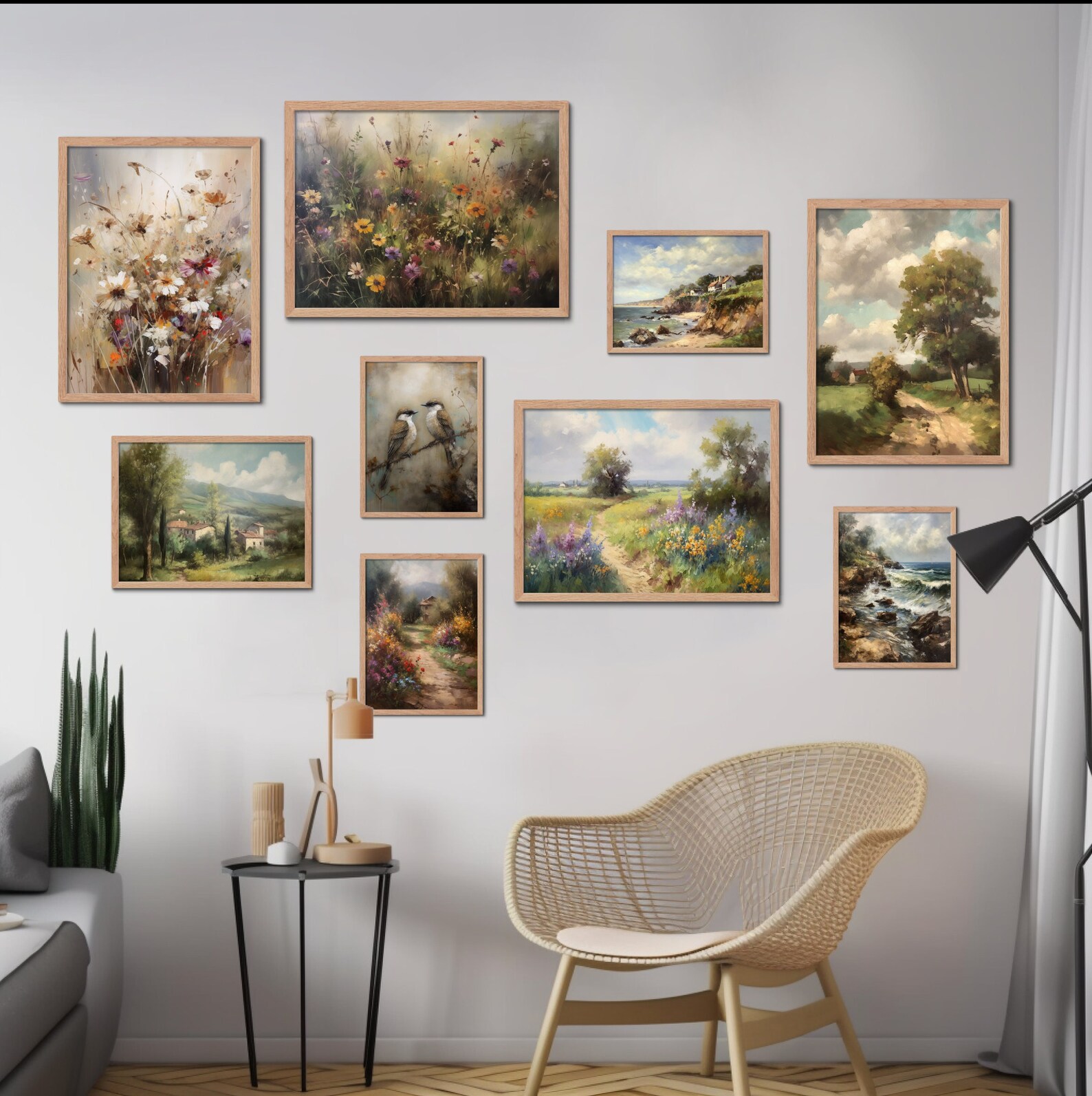 Landscape Art, Vintage Farmhouse Art, Set of 9 French Country Prints ...