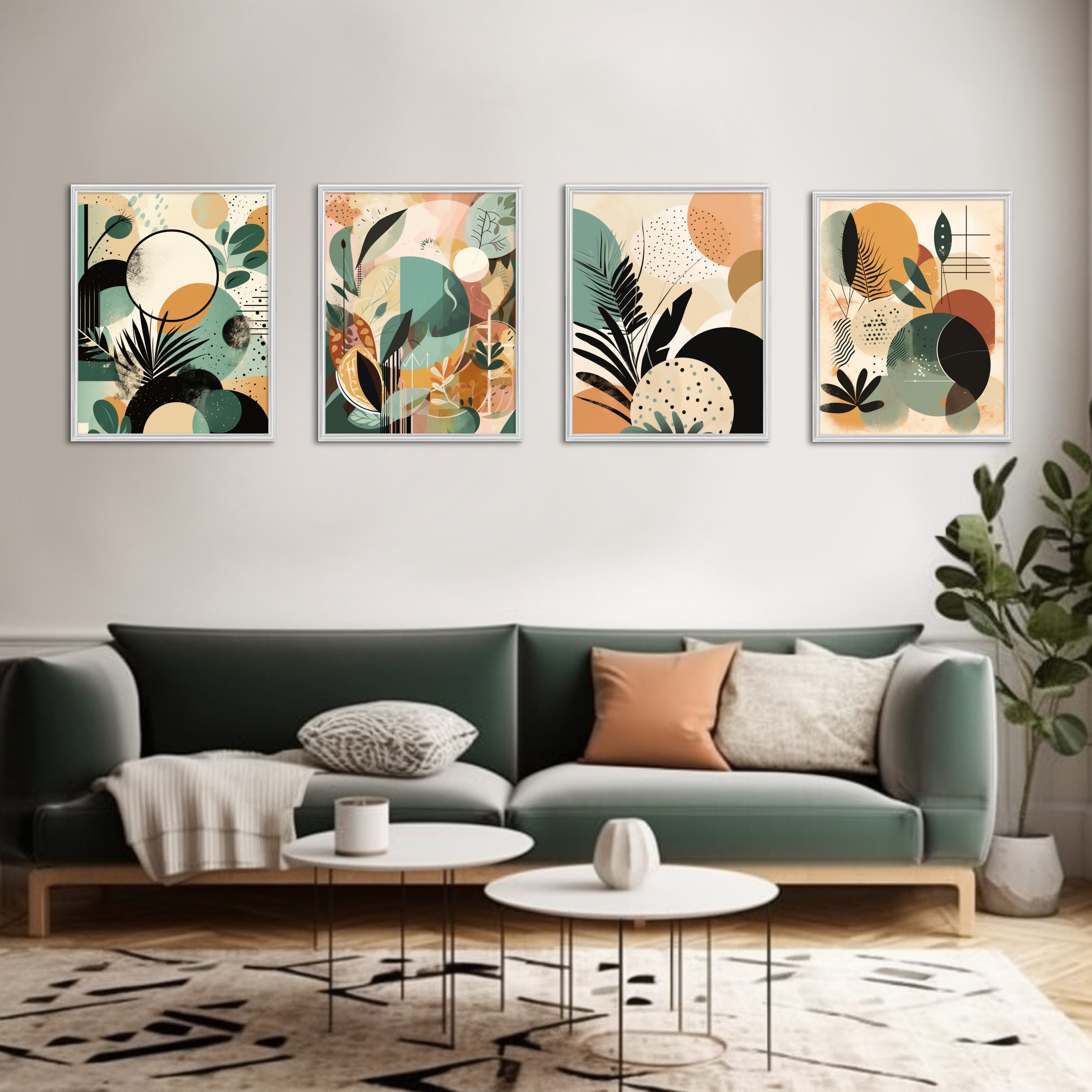 Boho Tropical Poster, Set of 6 Prints, Boho Botanical Wall Art, Neutral ...