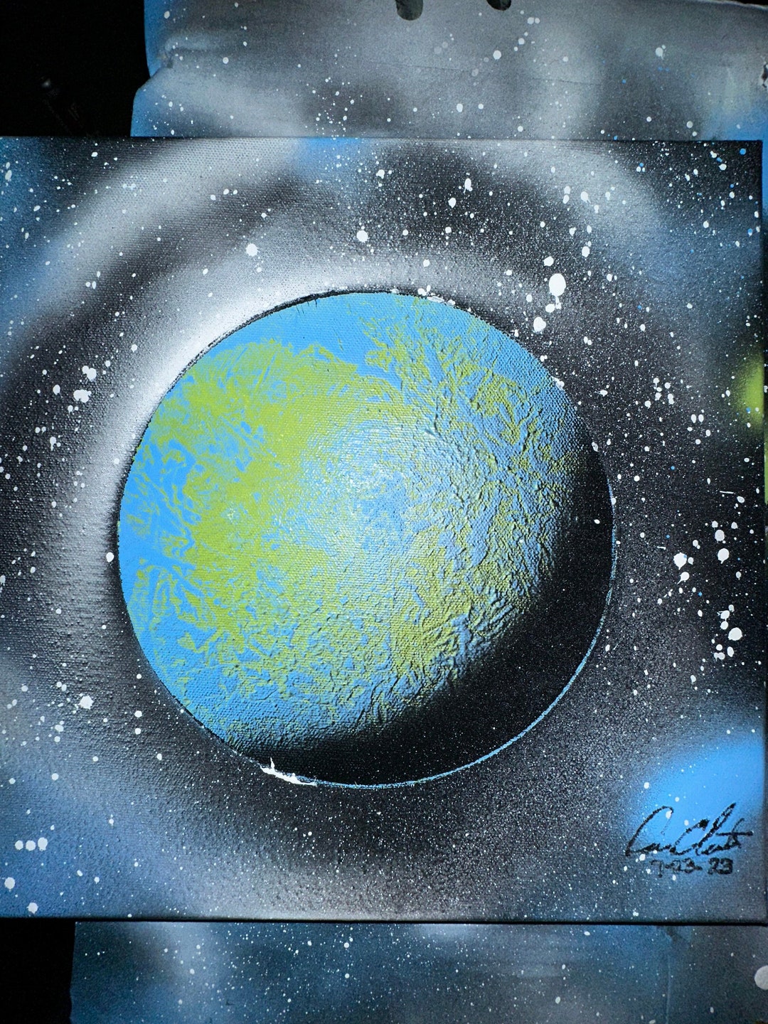 Earth Spray Painting on Canvas - Etsy