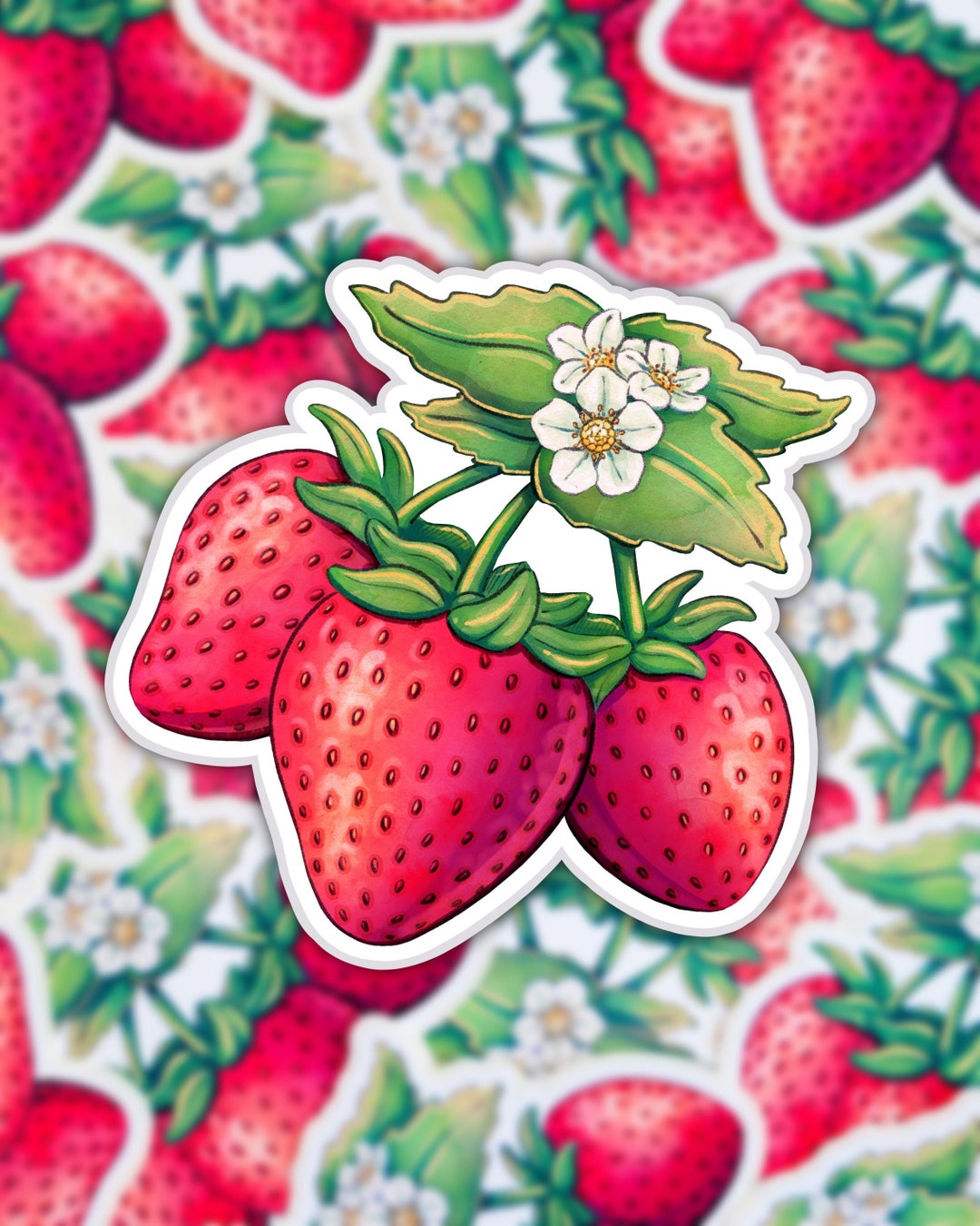 Cute Strawberry Sticker, Premium Glossy Sticker, Water-resistant - Etsy