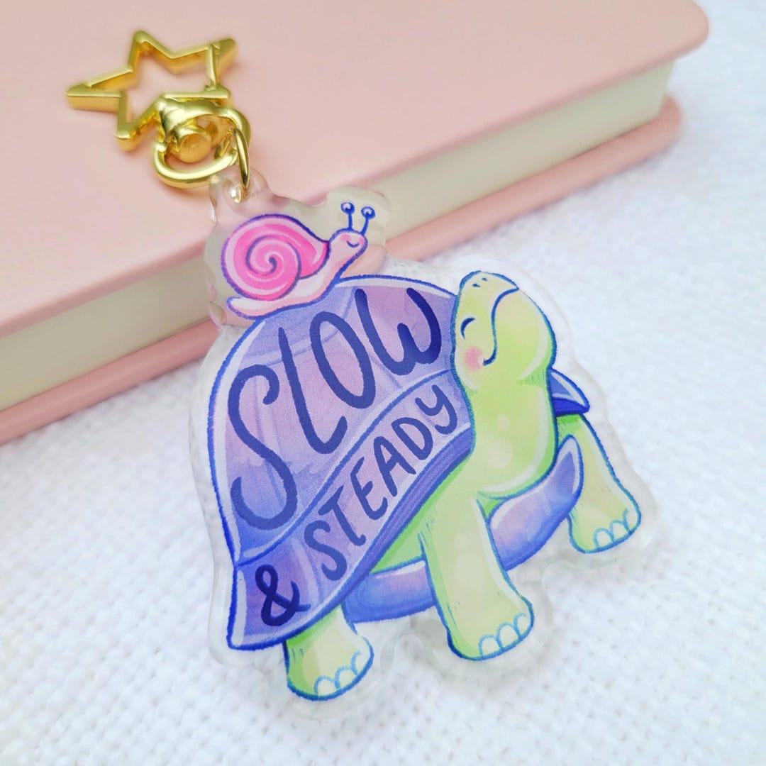 Slow and Steady Keychain, Motivational, Affirmation - Etsy