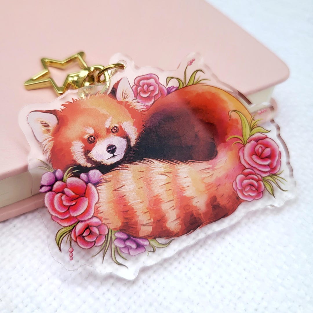Red Panda Keychain – Original Watercolor-inspired Red Panda With ...